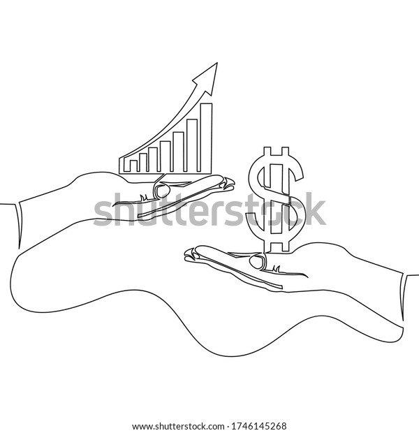 Continuous One Single Line Drawing Business Stock Vector Royalty Free