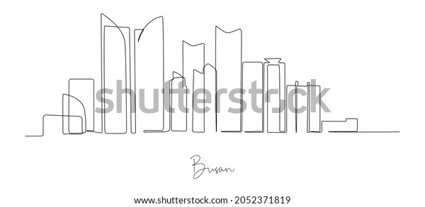 Continuous Single Line Drawing Busan City Stock Vector (Royalty Free ...