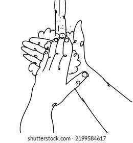 Continuously Draw One Line Hand Washing Stock Vector (Royalty Free ...
