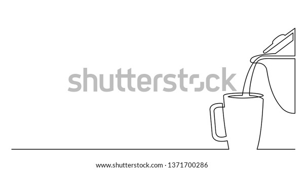 Contiuous Line Drawing Coffee Pot Pouring Stock Vector (Royalty Free ...