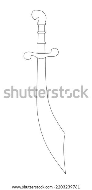 Contour Ancient Sword Black Lines Isolated Stock Vector (Royalty Free ...