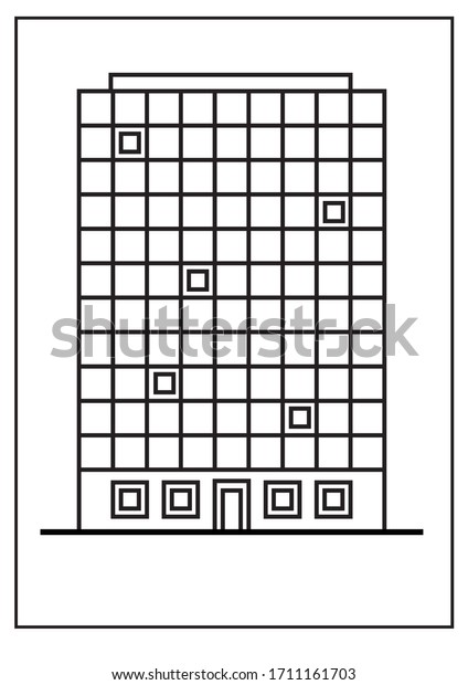 Contour Building Isolated On White Background Stock Vector (Royalty ...
