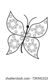 Contour Butterfly Vector Stock Vector (Royalty Free) 739341313 ...