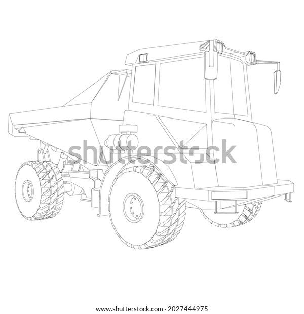 Contour Cargo Dump Truck Black Lines Stock Vector (Royalty Free ...
