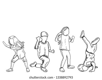 Contour Children Dance Stock Vector (Royalty Free) 1338892793