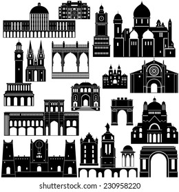 Towers Castles Icons Set Vector White Stock Vector (Royalty Free ...