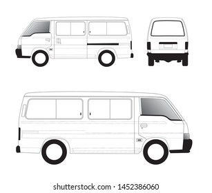 Contour Drawing Van Isolate White Background: vector de stock (libre de ...