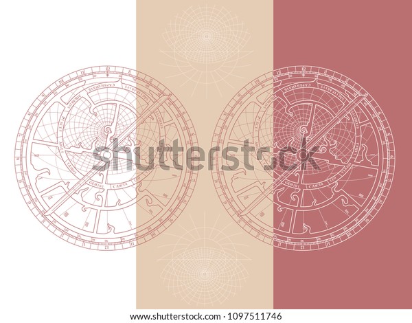 Contour Drawings Ancient Navigation Tools Stock Vector (Royalty Free ...