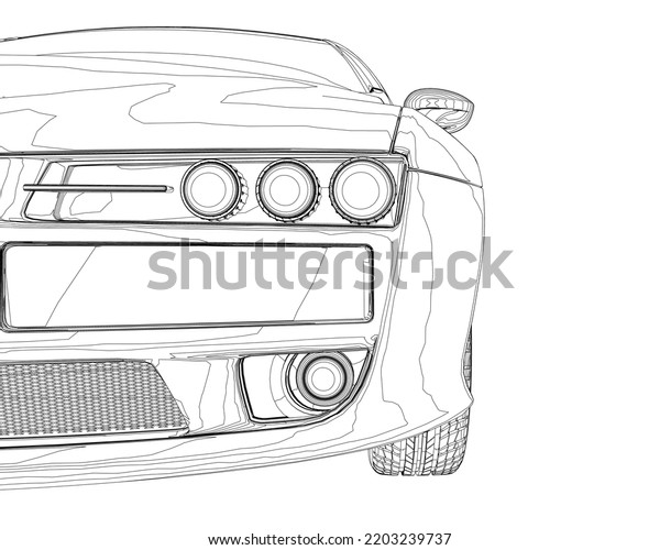 Contour Front Car Black Lines Isolated Stock Vector (Royalty Free ...