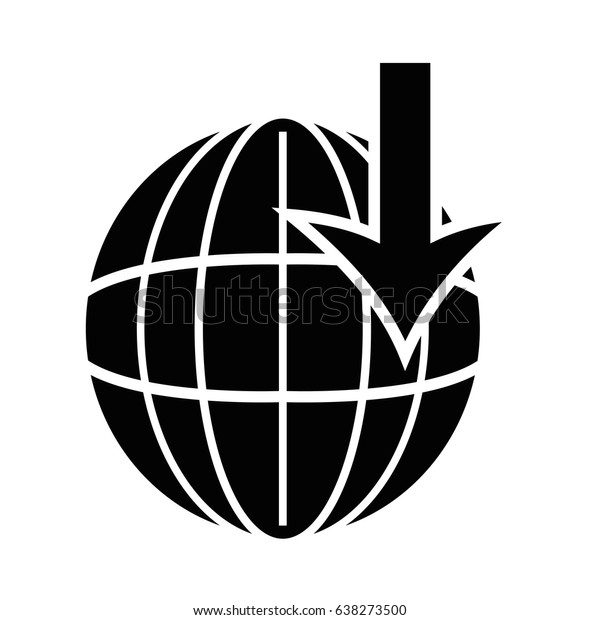 Contour Global Symbol Arrow Down Stock Vector (Royalty Free) 638273500 ...