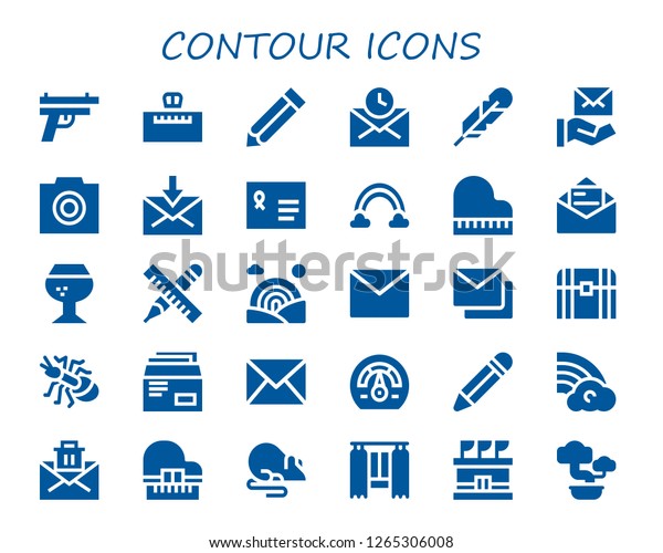 Contour Icon Set 30 Filled Contour Stock Vector (Royalty Free ...