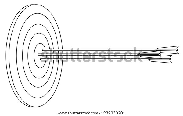 Contour Illustration Arrows Hitting Target Stock Vector (Royalty Free ...