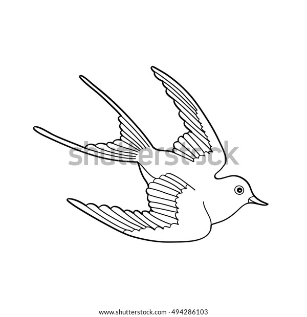 Contour Image Bird Flying Hand Drawn Stock Vector (Royalty Free ...