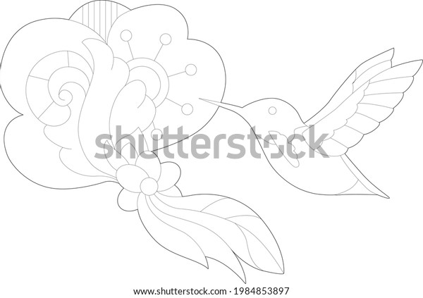 Contour Linear Illustration Coloring Book Beautiful Stock Vector ...