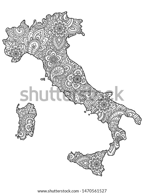 Contour Map Italy Filled Highly Detailed Stock Vector (Royalty Free ...