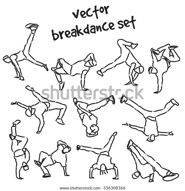 Contour Silhouettes Set Break Dancers Vector Stock Vector (Royalty Free ...