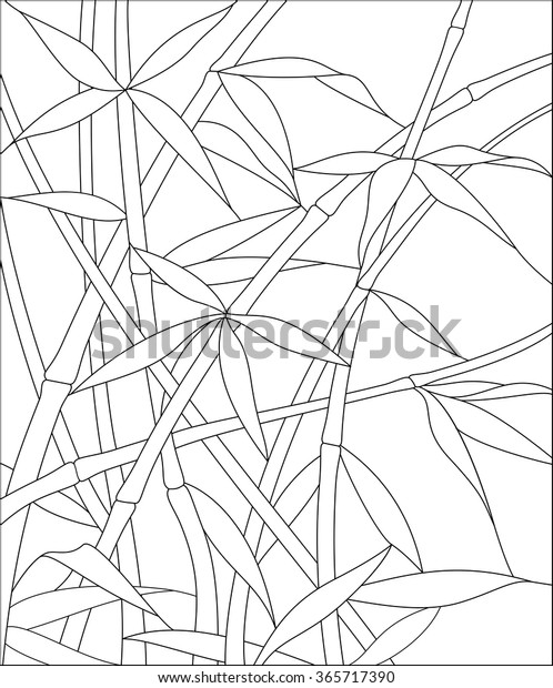 Contour Stained Glass Pattern Green Bamboo Stock Vector (Royalty Free ...