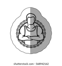 Contour Sticker Border Muscle Man Crossed Stock Vector (Royalty Free ...