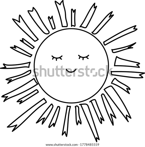 Contour Sun Sunny Coloring Book Children Stock Vector (Royalty Free ...