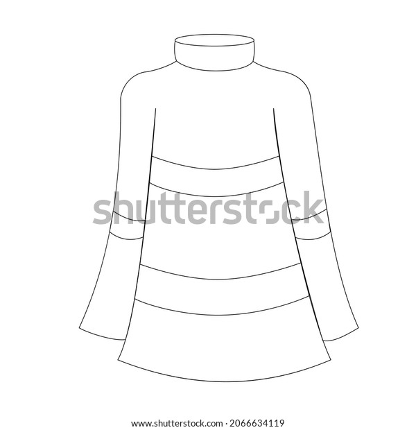 Contour Vector Illustration Sweatshirt Technical Drawing Stock Vector ...