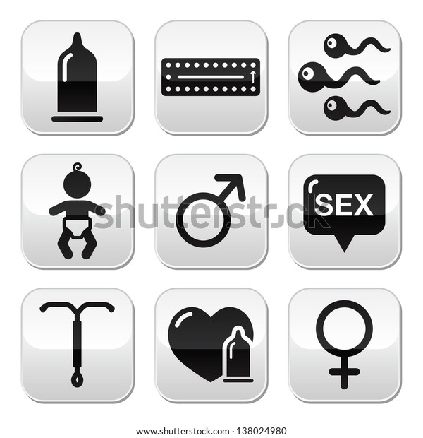 Contraception Methods Sex Vector Buttons Sex Stock Vector Royalty Free