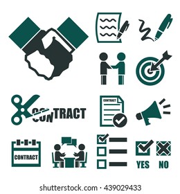 Vektor Stok Contract Agreement Icon Set (Tanpa Royalti) 466386749 ...