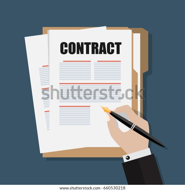 Contract Business Cooperation Agreement Flat Design Stock Vector ...