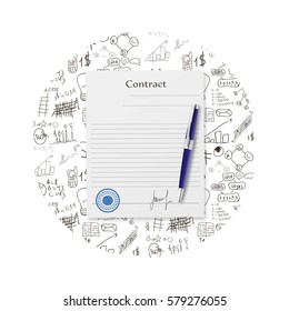 Contract Illustration Flat Design 3d Effect Stock Vector (Royalty Free ...