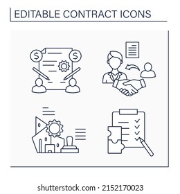 Contract Line Icons Set Acceptance Agent Stock Vector (Royalty Free ...