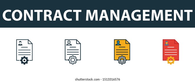 Vektor Stok Contract Management Icon Set Premium Simple (Tanpa Royalti ...