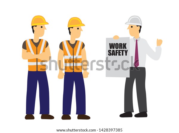 Contractor Briefs Work Safety His Construction Stock Vector (Royalty ...