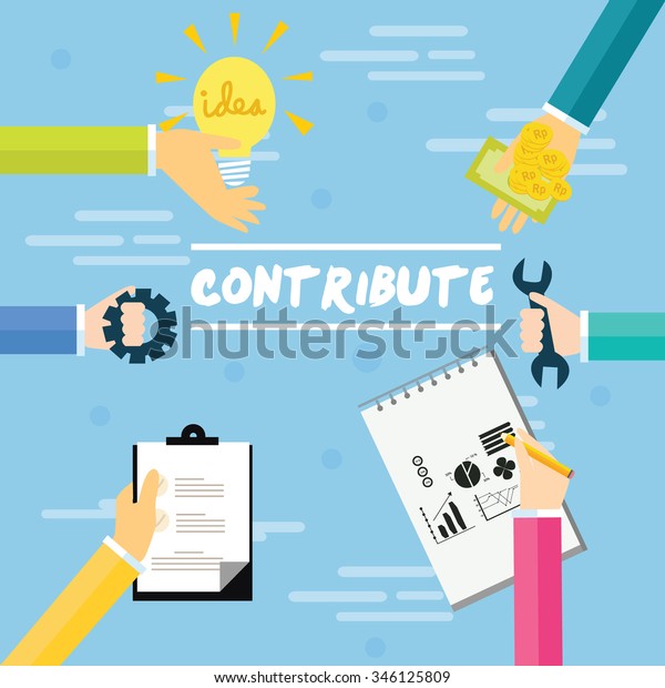 Contribute Fund Raising Idea Contribution Collaboration Stock Vector ...
