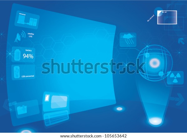 Control Room Abstract Background Big Screen Stock Vector (Royalty Free ...