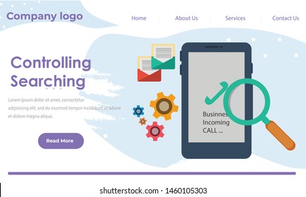 Controlling Searching Flat Design Website Template Stock Vector ...