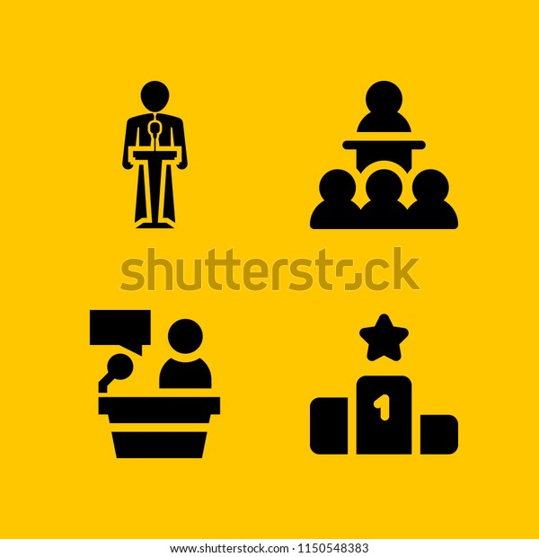 Convention Icon 4 Convention Set Lectern 스톡 벡터(로열티 프리) 1150548383