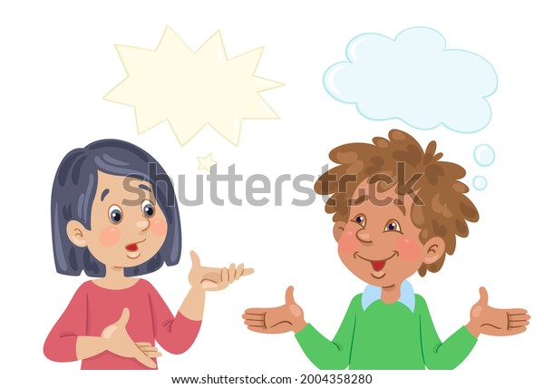Conversation Between Puzzled Girl Funny Boy Stock Vector (Royalty Free ...