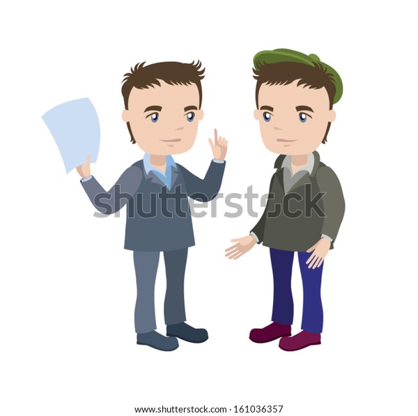 Conversation Between Two Men About Document Stock Vector (Royalty Free ...