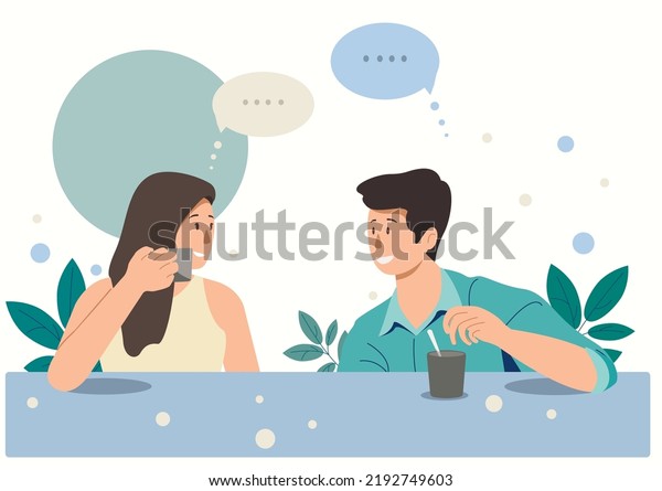 Conversation Dialogue Table Over Cup Coffee Stock Vector (Royalty Free ...
