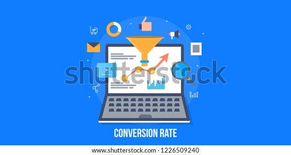 Conversion Rate Conversion Funnel Inbound Marketing Stock Vector ...