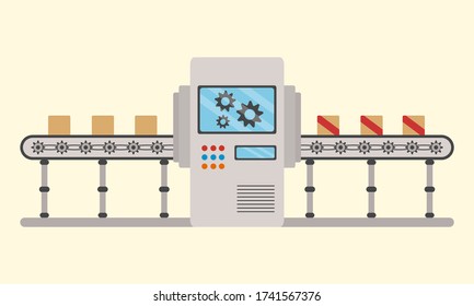Conveyor Assembly Line Outline Style Automatic Stock Vector (Royalty ...
