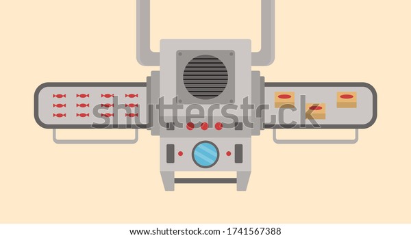 Conveyor Assembly Line Outline Style Automatic Stock Vector (Royalty ...