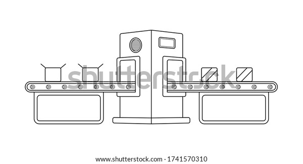 Conveyor Assembly Line Outline Style Automatic Stock Vector (Royalty ...