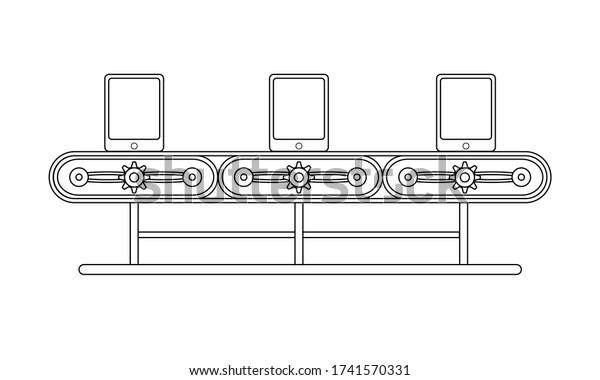 Conveyor Assembly Line Outline Style Automatic Stock Vector (Royalty ...