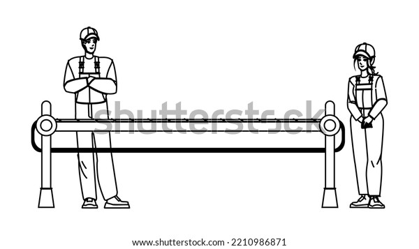 Conveyor Belt Line Pencil Drawing Vector Stock Vector (Royalty Free ...