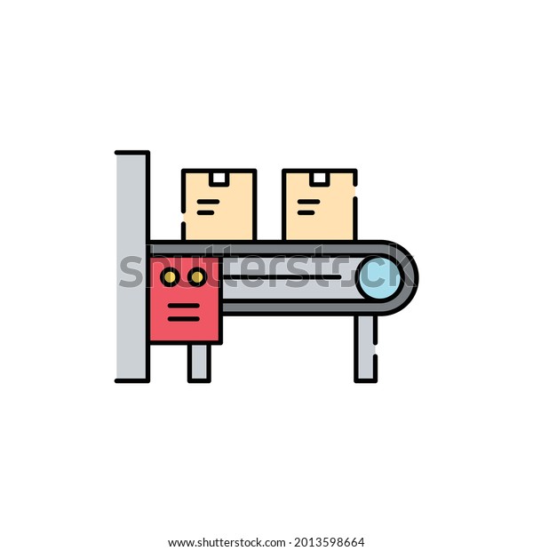 Conveyor Boxes Line Icon Pictogram Web Stock Vector (Royalty Free ...