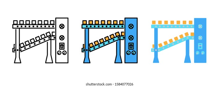 Vektor Stok Conveyor Icon Set Isolated On White (Tanpa Royalti ...
