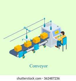 Conveyor Vector Illustration Isometric Industrial Production Stock ...