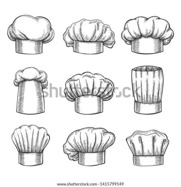 Cook Chef Hats Cooker Cap Set Stock Vector (Royalty Free) 1415799149