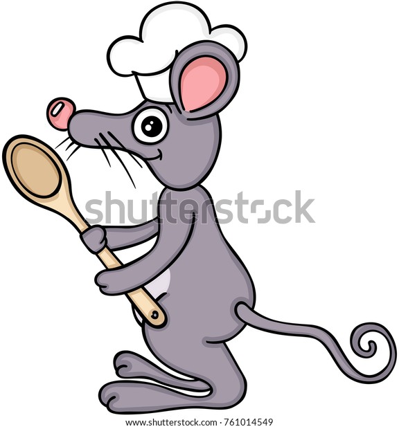 Cook Mouse Wooden Spoon Stock Vector (Royalty Free) 761014549