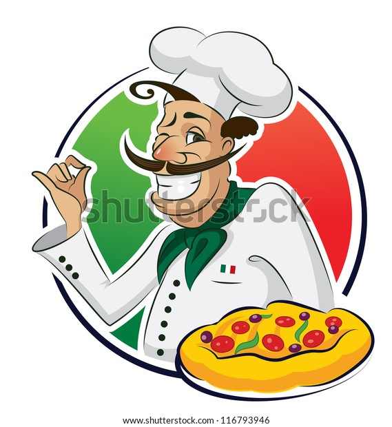Cook Pizza Vector Illustration Isolated On: เวกเตอร์สต็อก (ปลอดค่า ...